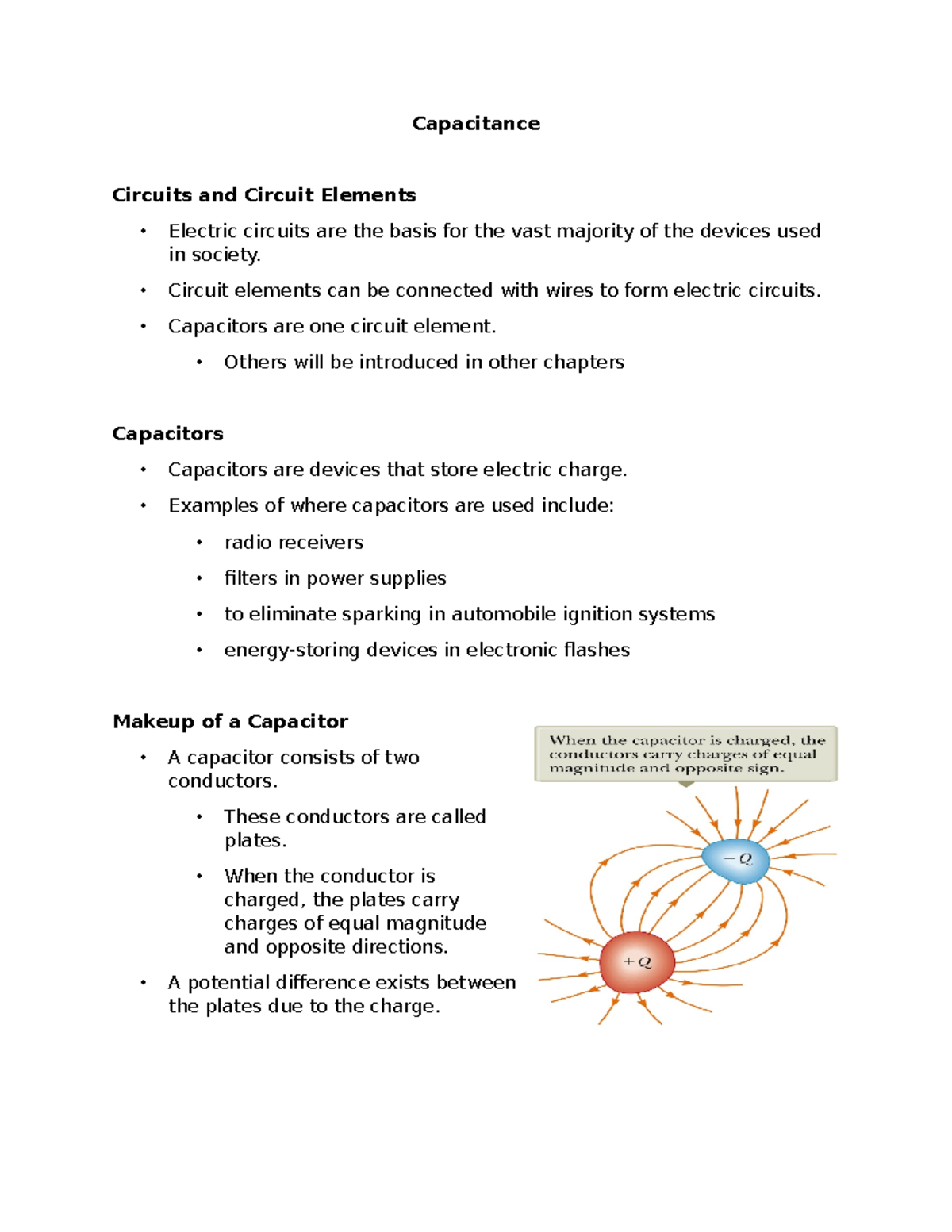 Capacitance - • Electric circuits are the basis for the vast majority ...