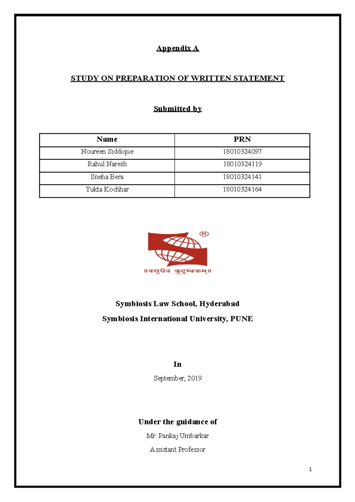 CPC Final Paper - Appendix A STUDY ON PREPARATION OF WRITTEN STATEMENT ...