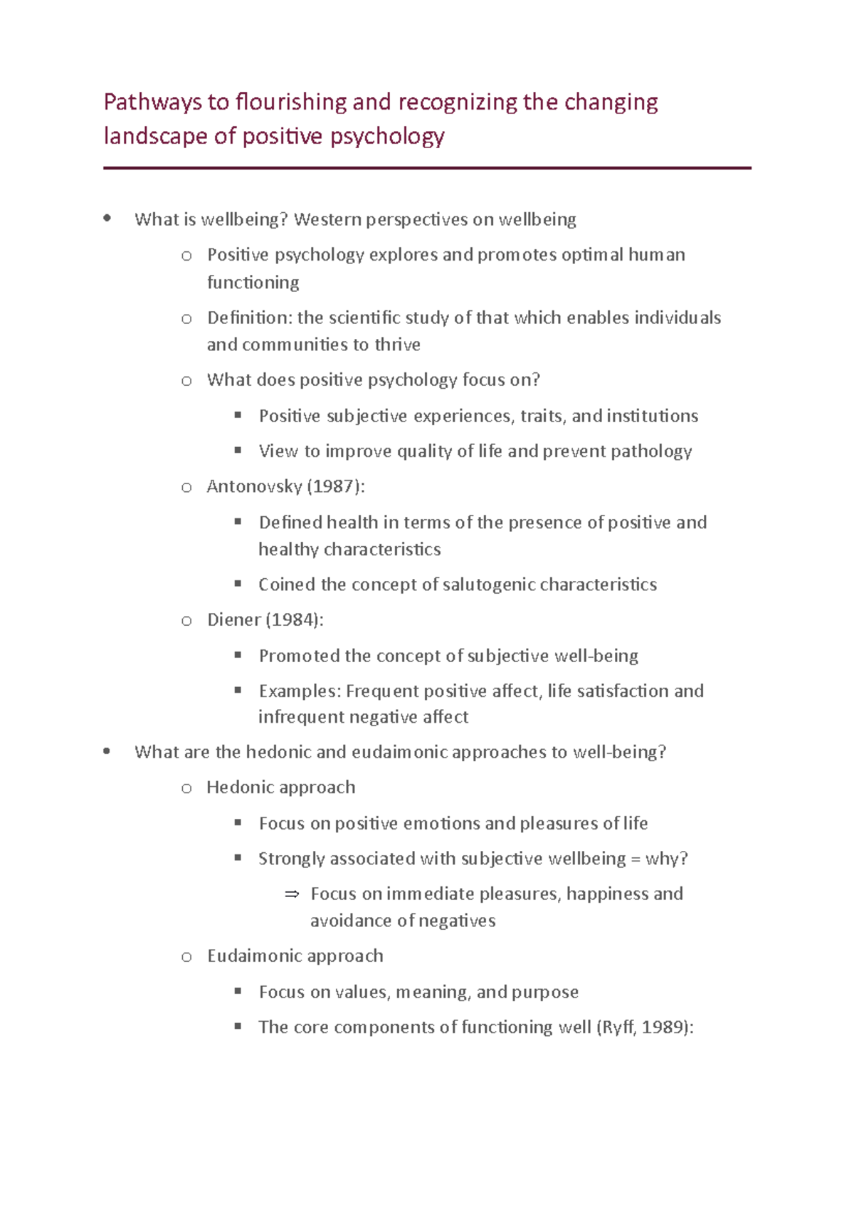 Positive Psych - Chapter 1 - Pathways to flourishing and recognizing ...