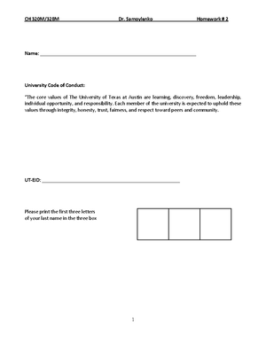 Chem 162 lab 3 - 162 Lab 3 Part II "TAKE-HOME" Report: Intermolecular ...