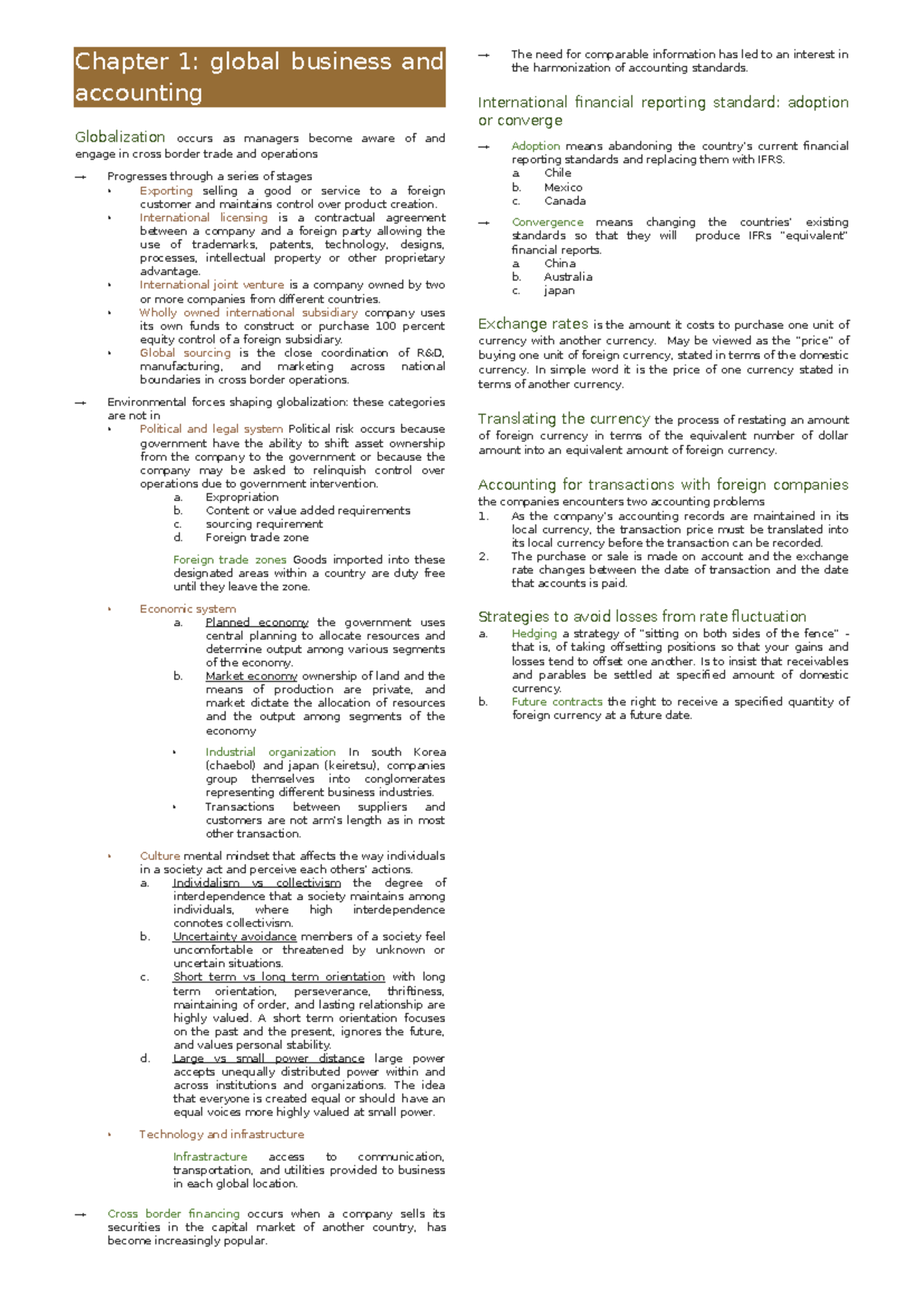 Accounting-6 - notes - Chapter 1: global business and accounting ...