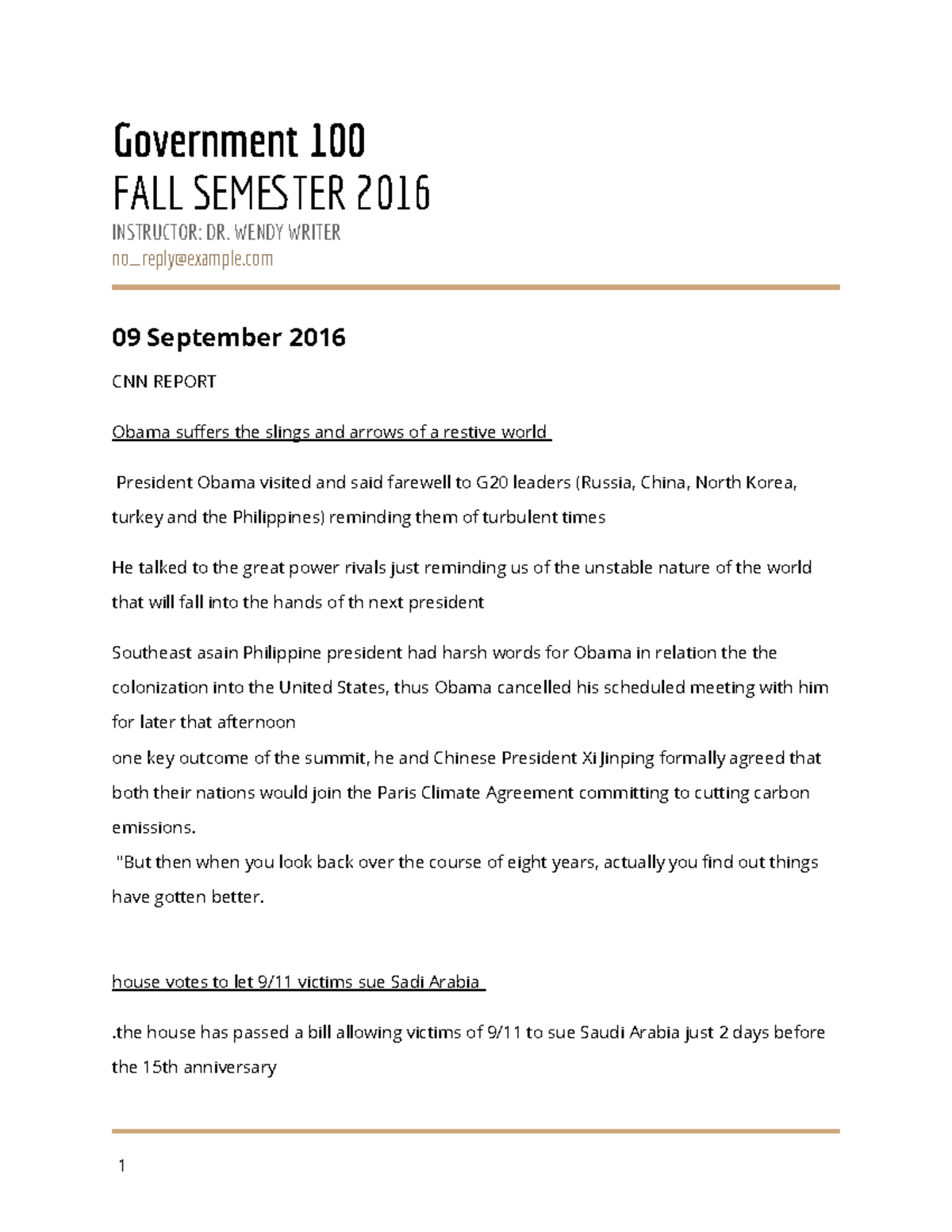 GOV100 9 9 16 - American Government Notes - Government 100 FALL ...