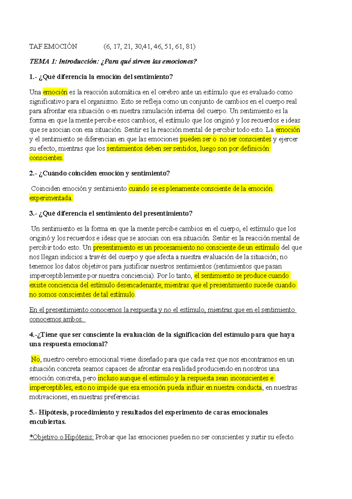 Preguntas TAF Emoci‡N Ordenadas - TAF EMOCIÓN (6, 17, 21, 30,41, 46, 51 ...