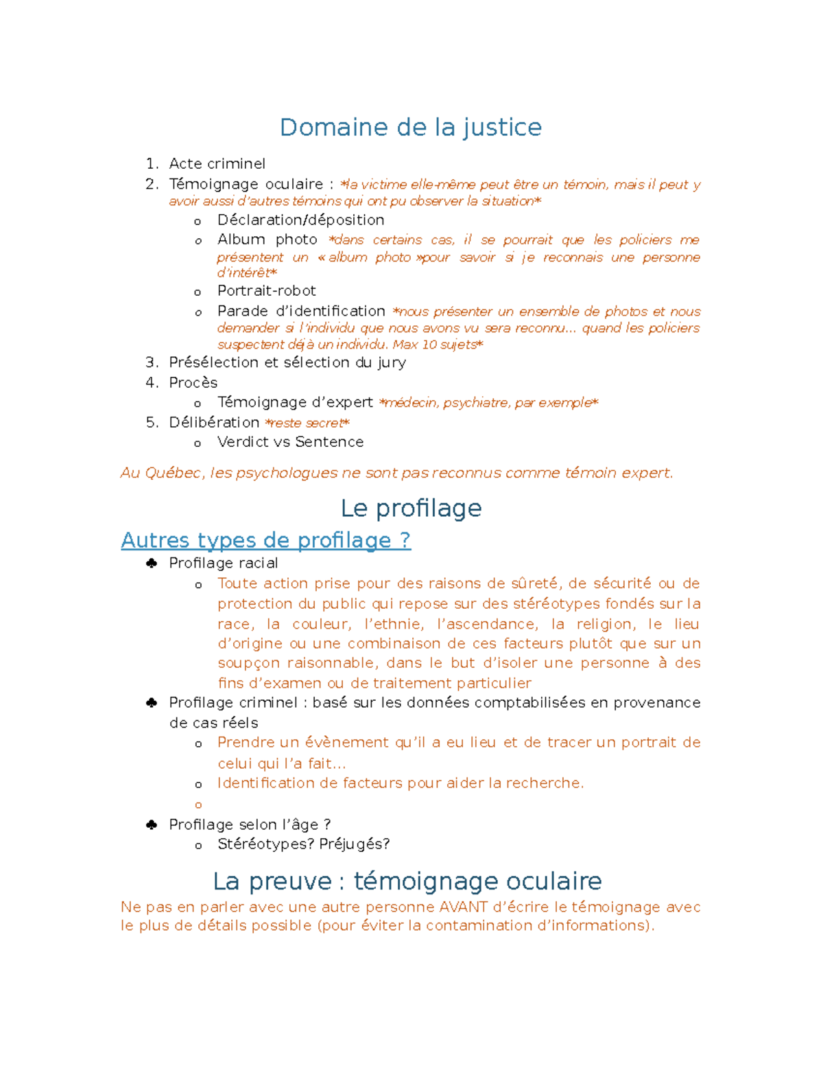 Domaine de la justice - Prof: Lyne Thomassin - Domaine de la justice ...