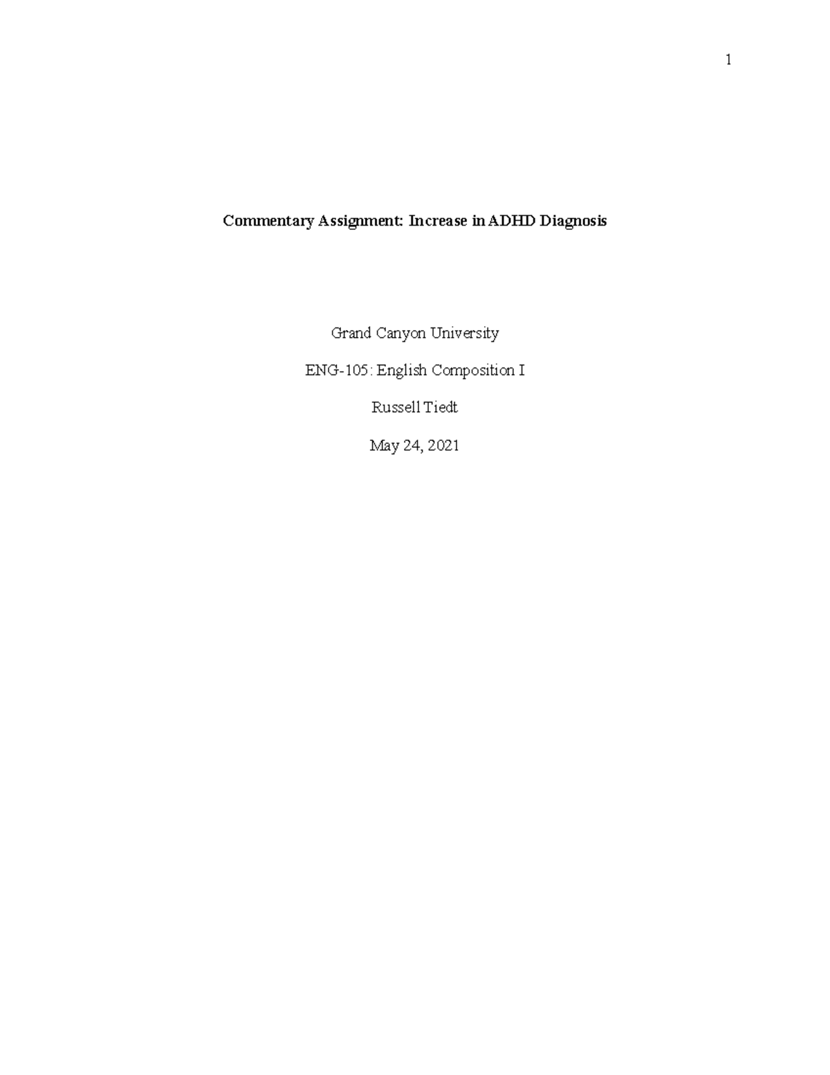 Commentary Essay. final essay (2) (1) - Commentary Assignment: Increase ...