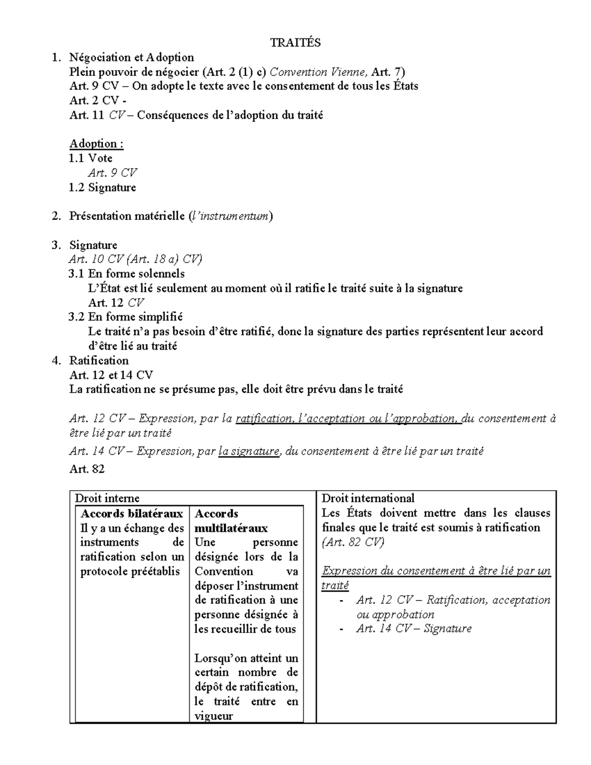 Traités - Démarche - TRAITÉS Négociation et Adoption Plein pouvoir de ...