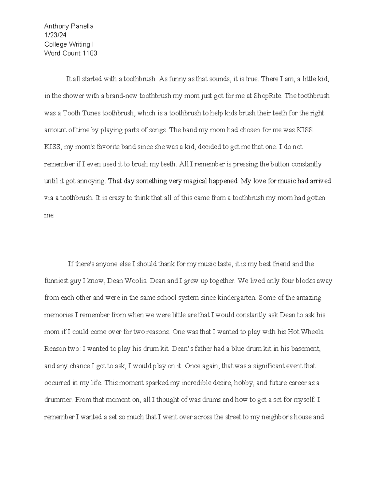 It all started with a toothbrush 1 23 24 - Anthony Panella 1/23 ...