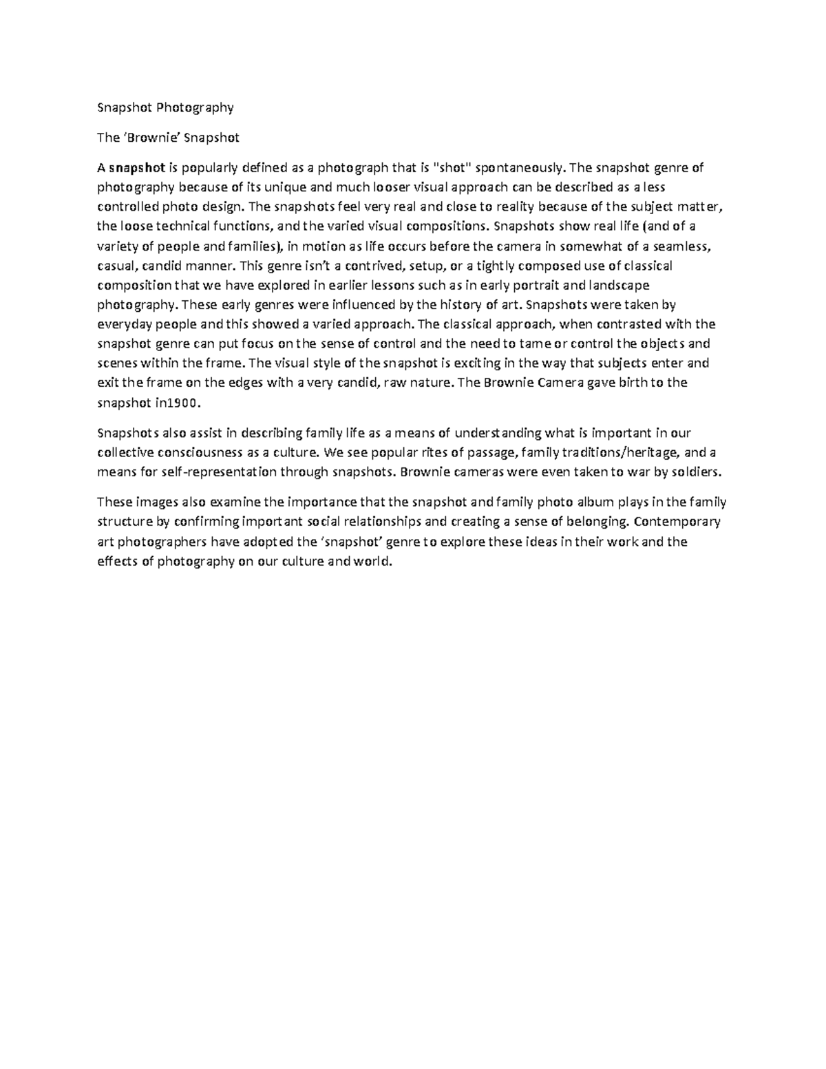 Snapshot Photography - Lecture Notes for Week 005. - Snapshot ...