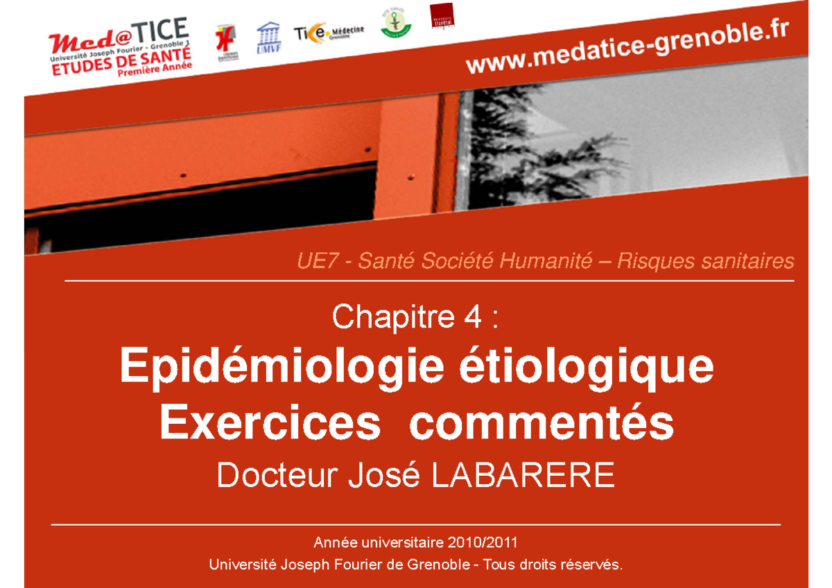 Labarere jose p14 - Préparation - Chapitre 4 : Epidémiologie étiologique Exercices commentés ...