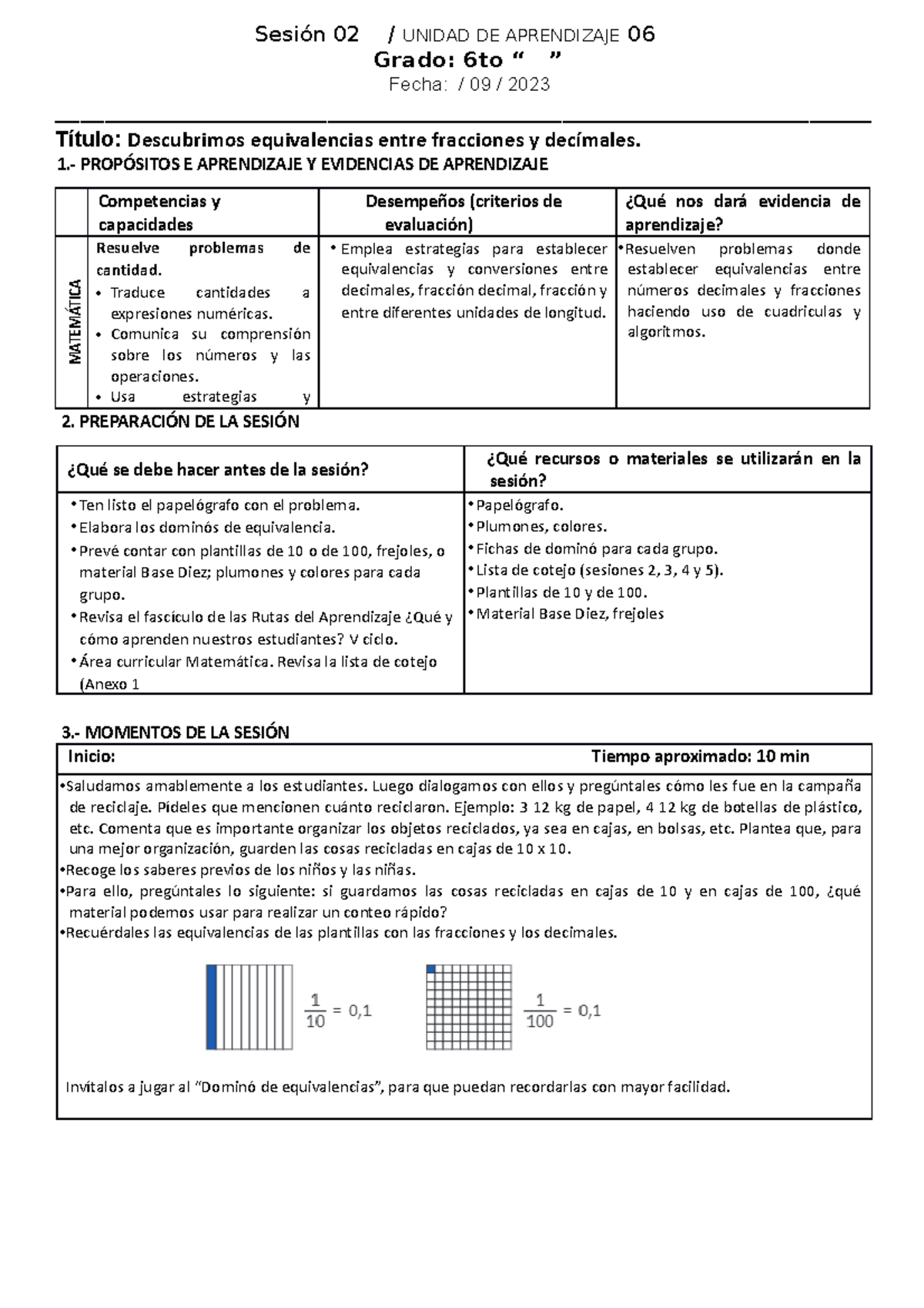 Sesión 02 Matematica-UD. 06 - Sesión 02 / UNIDAD DE APRENDIZAJE 06 ...