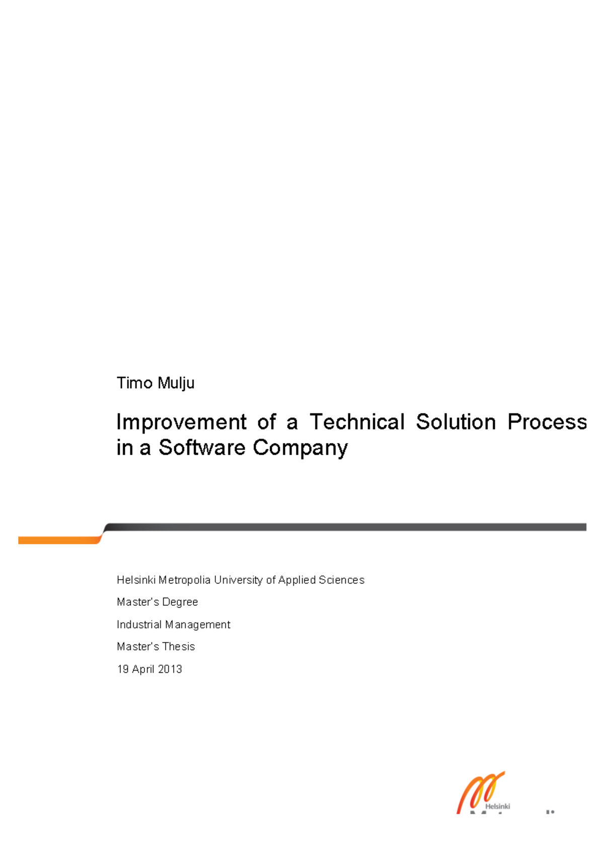 Technical Solution - SDLC - Timo Mulju Improvement of a Technical ...