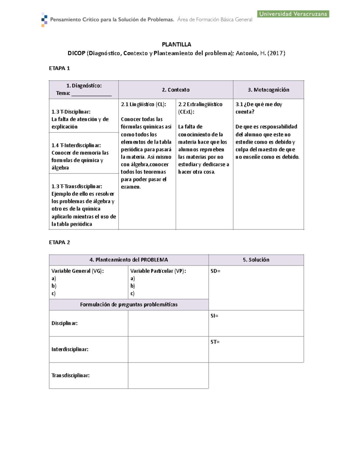 Act06. Plantilla Dicop - PLANTILLA DICOP (Diagnós'co, Contexto y ...