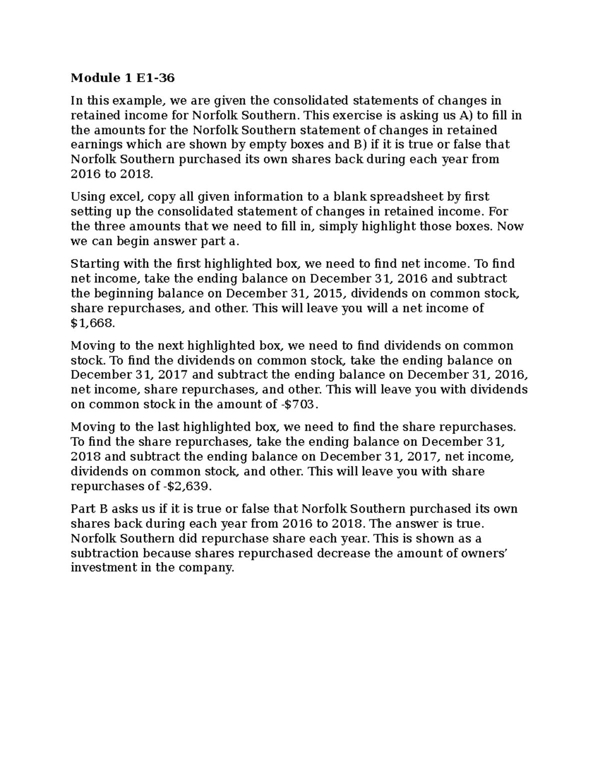 Desc. E1-36 6e - ACCOUNTING TOPIC 5315 - Module 1 E1- In this example ...