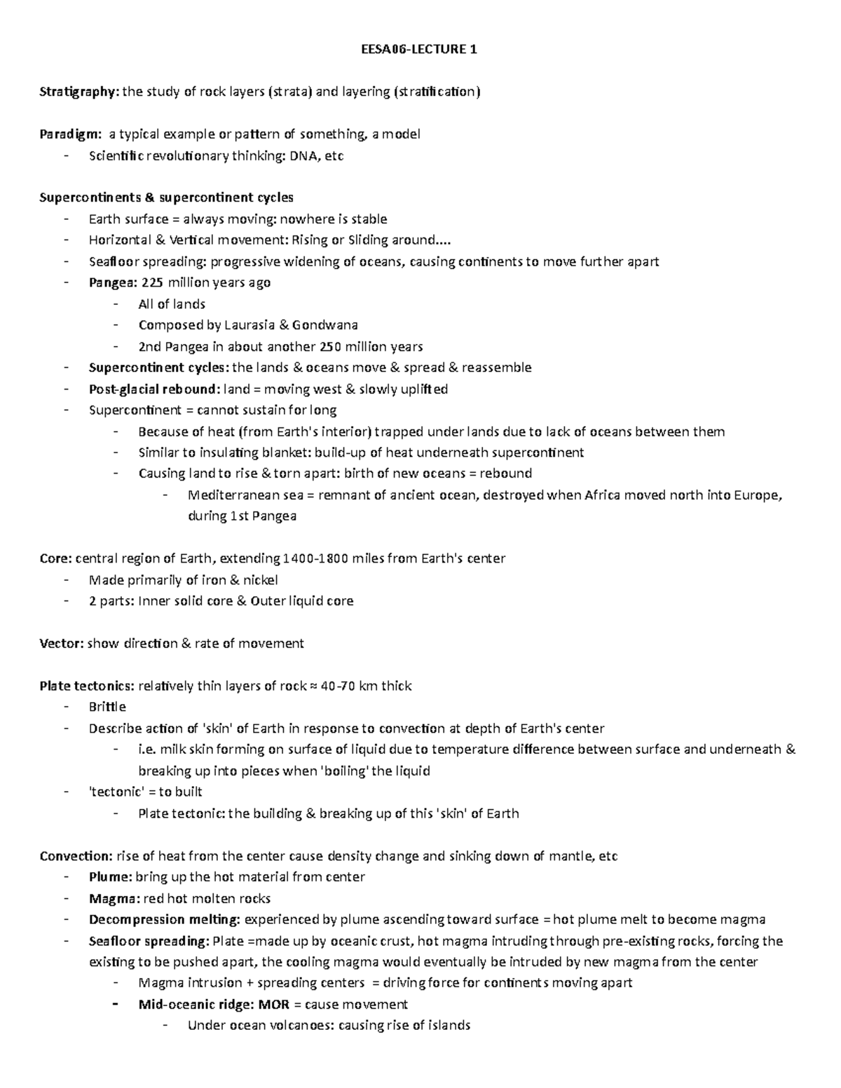 EESA06- Lecture 1 - EESA06-LECTURE 1 Stratigraphy: the study of rock ...