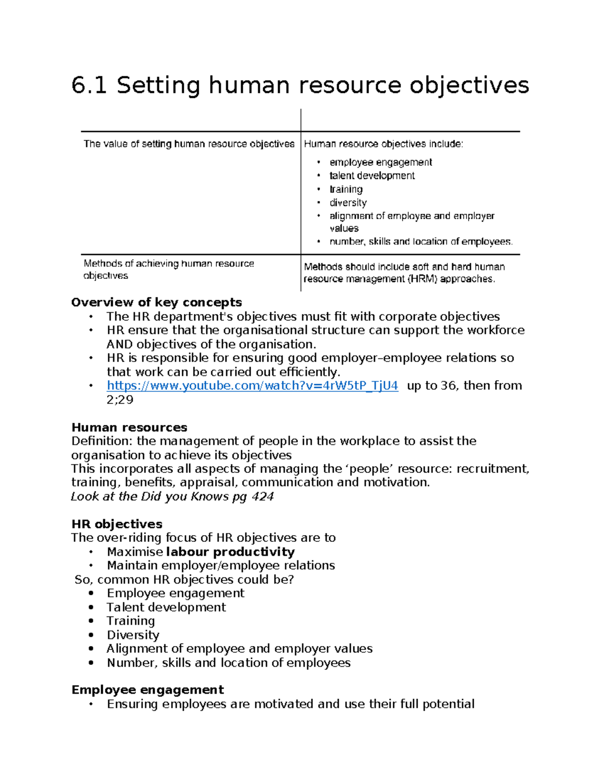 6.1 Setting human resource objectives - 6 Setting human resource ...