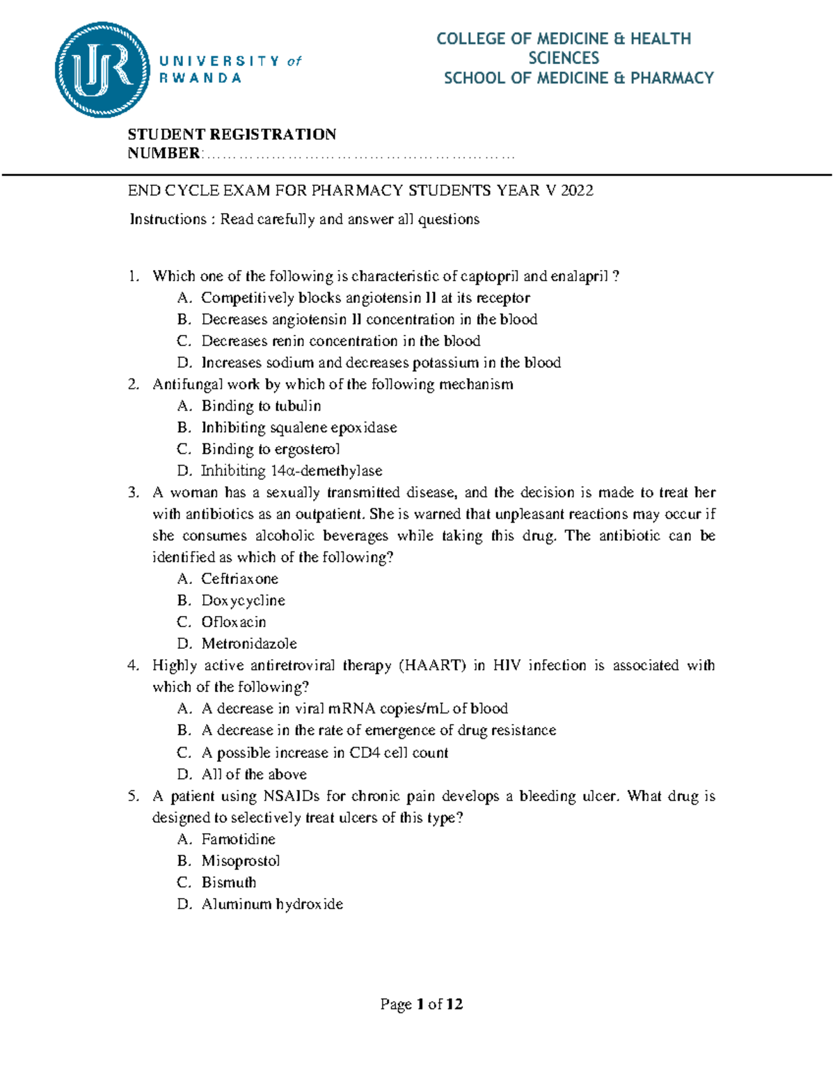END Cycle EXAM FOR MEDICAL Students YEAR V 2022 - - Studocu