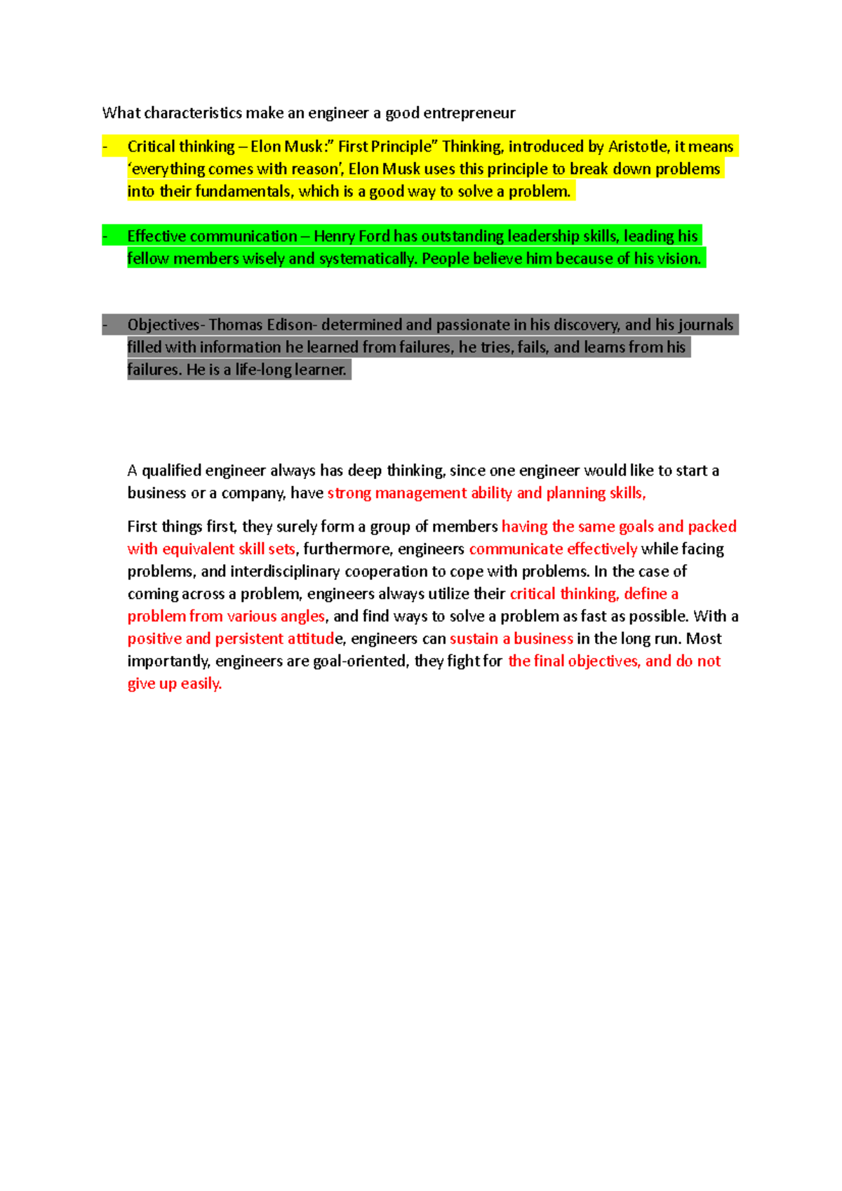 What characteristics make an engineer a good entrepreneur - Effective ...