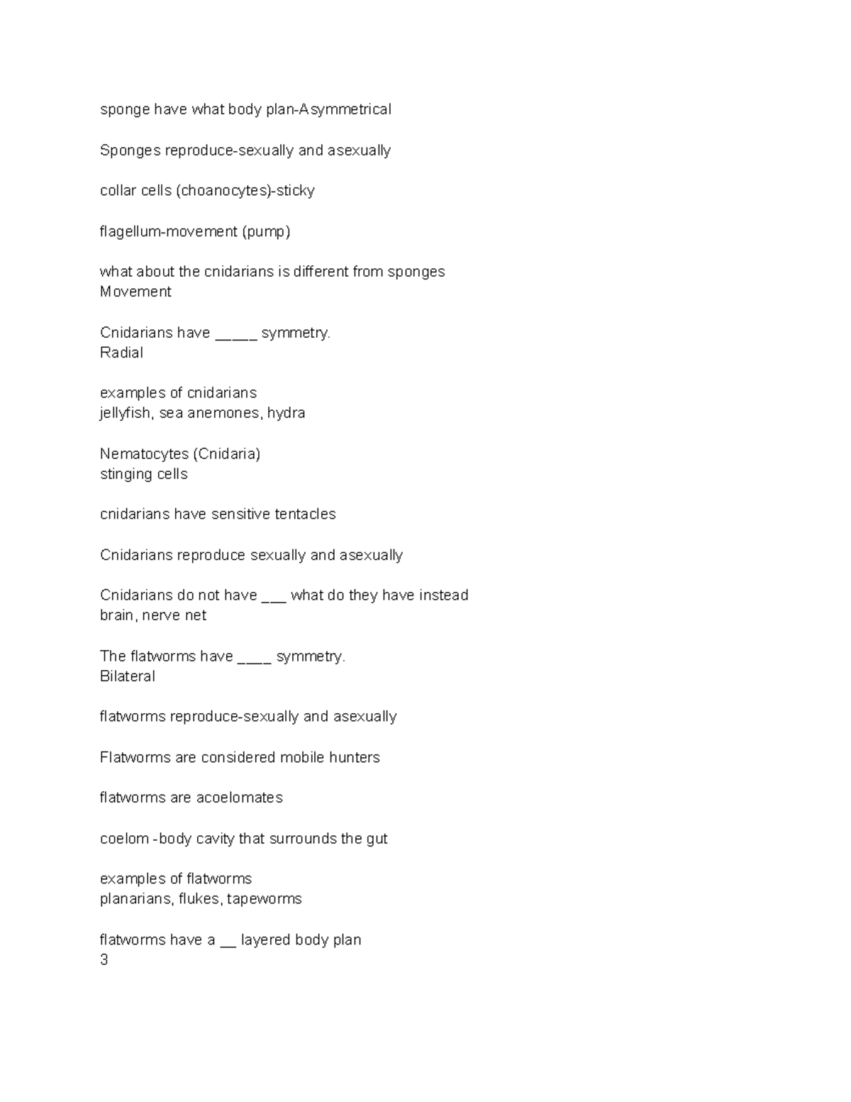 Principles of biology chapter 1 - sponge have what body plan ...