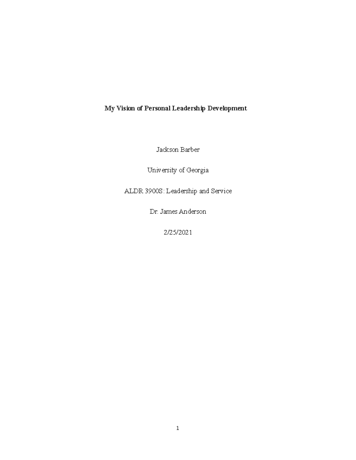 Personal Leadership paper - My Vision of Personal Leadership ...