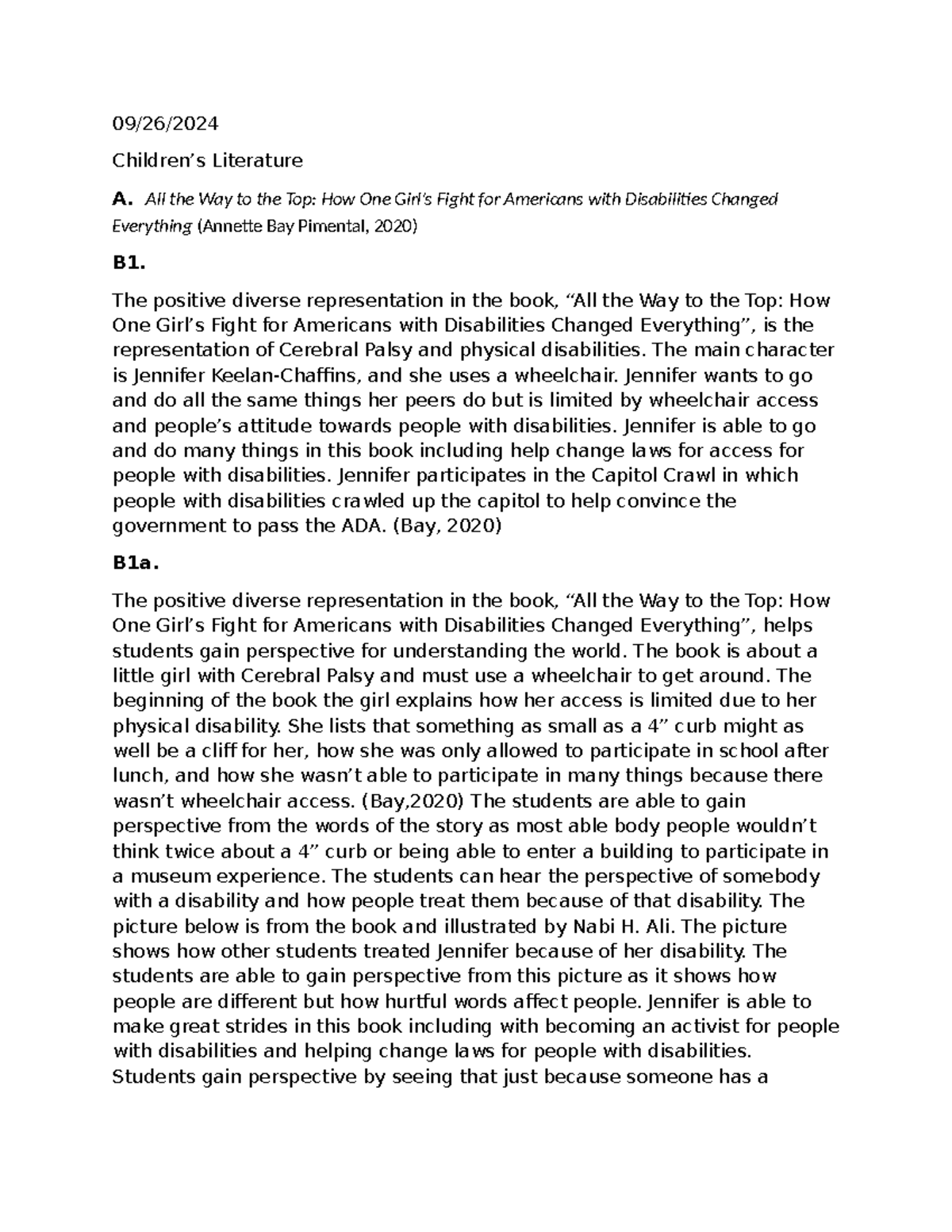 Children's Literature Task 1 - 09/26/ Children’s Literature A. All the ...