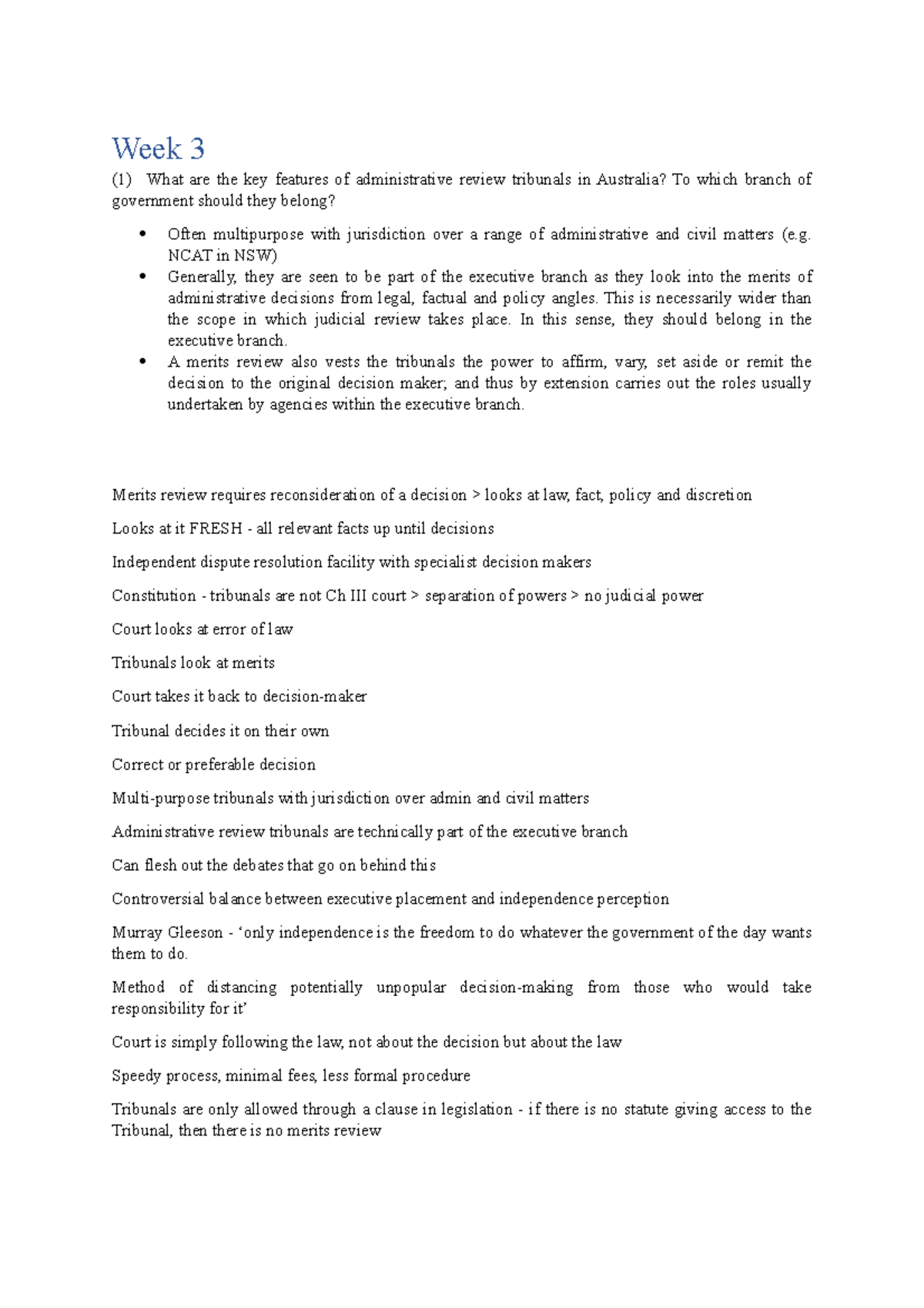 Week 3 tutorial questions and answers - LAWS 3300 - MQ - Studocu