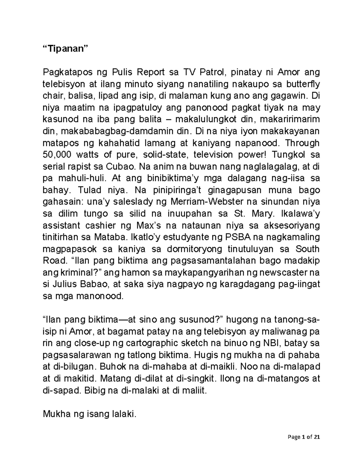 Tipanan story - hello everyone - “Tipanan” Pagkatapos ng Pulis Report ...