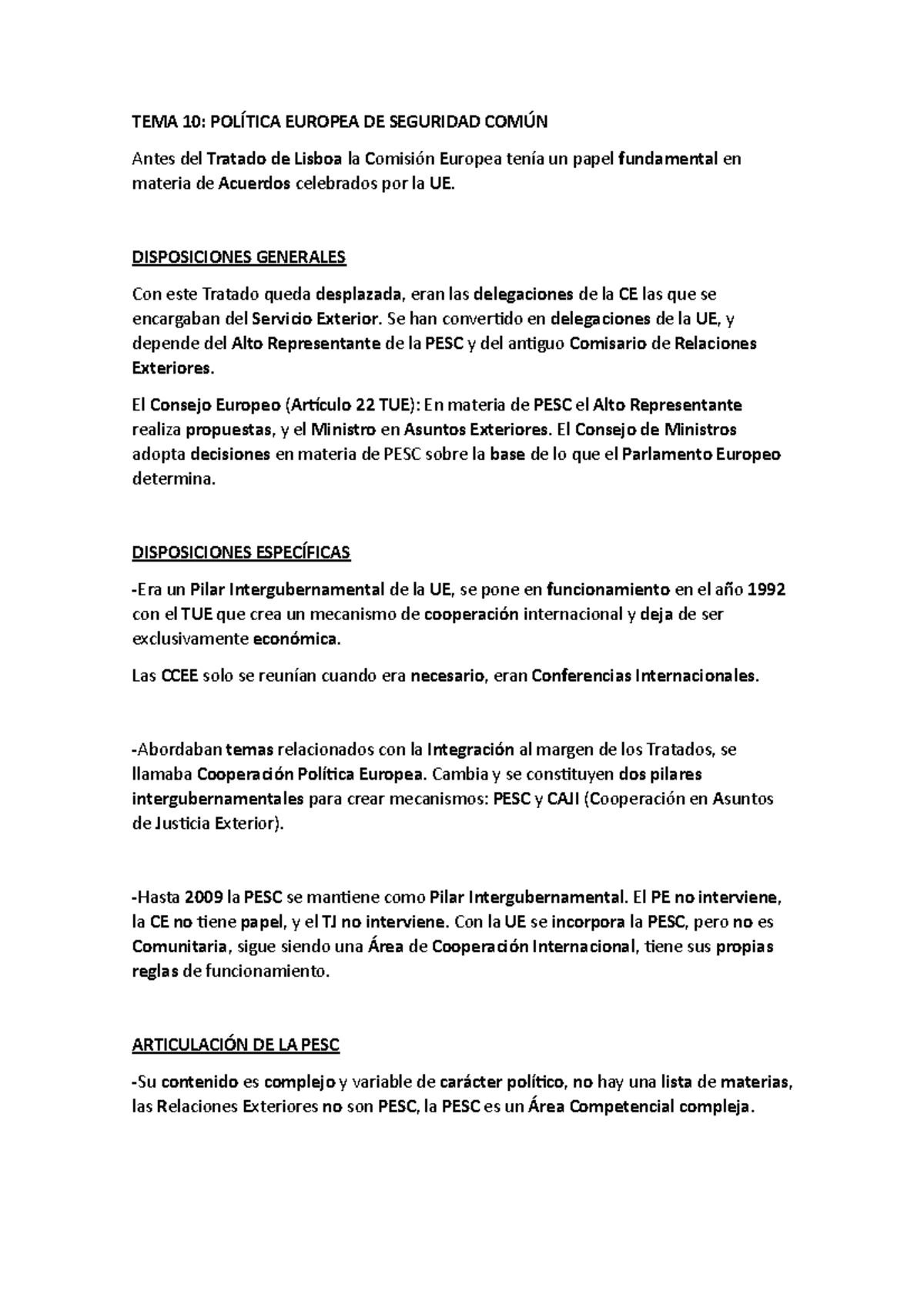 Tema 10 La PESC - Apuntes 10 - TEMA 10: POLÍTICA EUROPEA DE SEGURIDAD ...