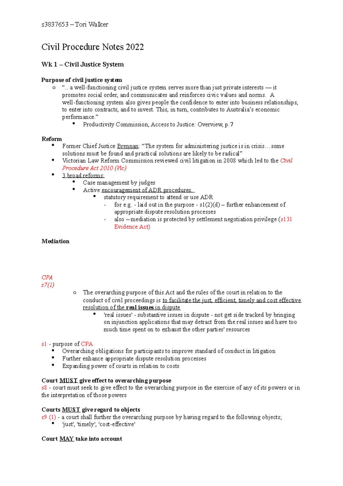 Civil Procedure Notes final - Civil Procedure Notes 2022 Wk 1 – Civil ...