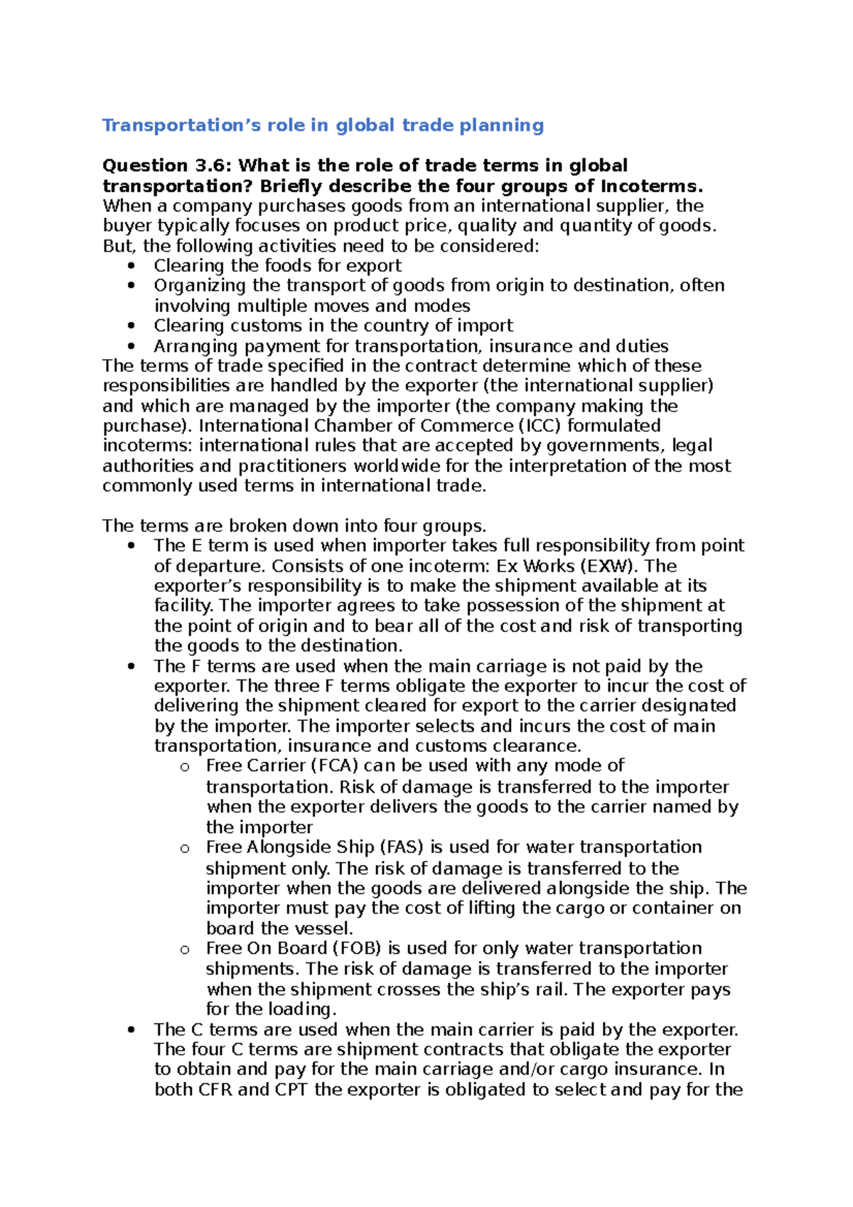 Transportation’s role in global trade planning - Transportation’s role ...