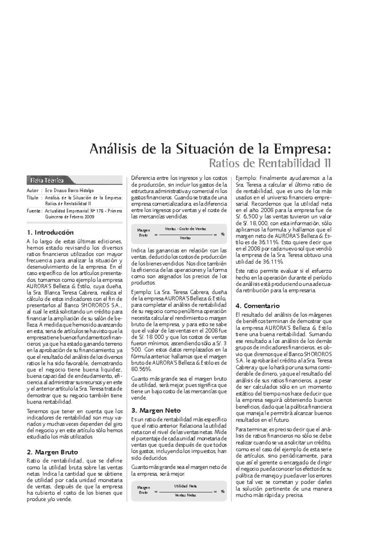A.E.Rathios de Rentabilidad- Parte IIFeb. I 2009 - Análisis de la ...
