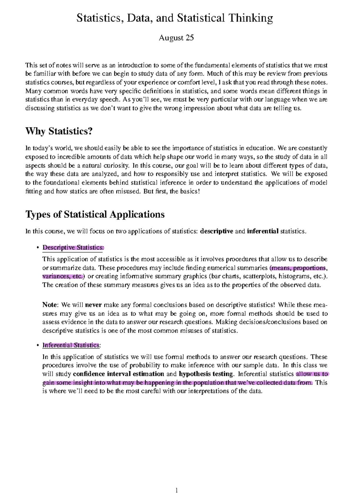 Fundamental Elements of Statistics - Much of this may be review from ...