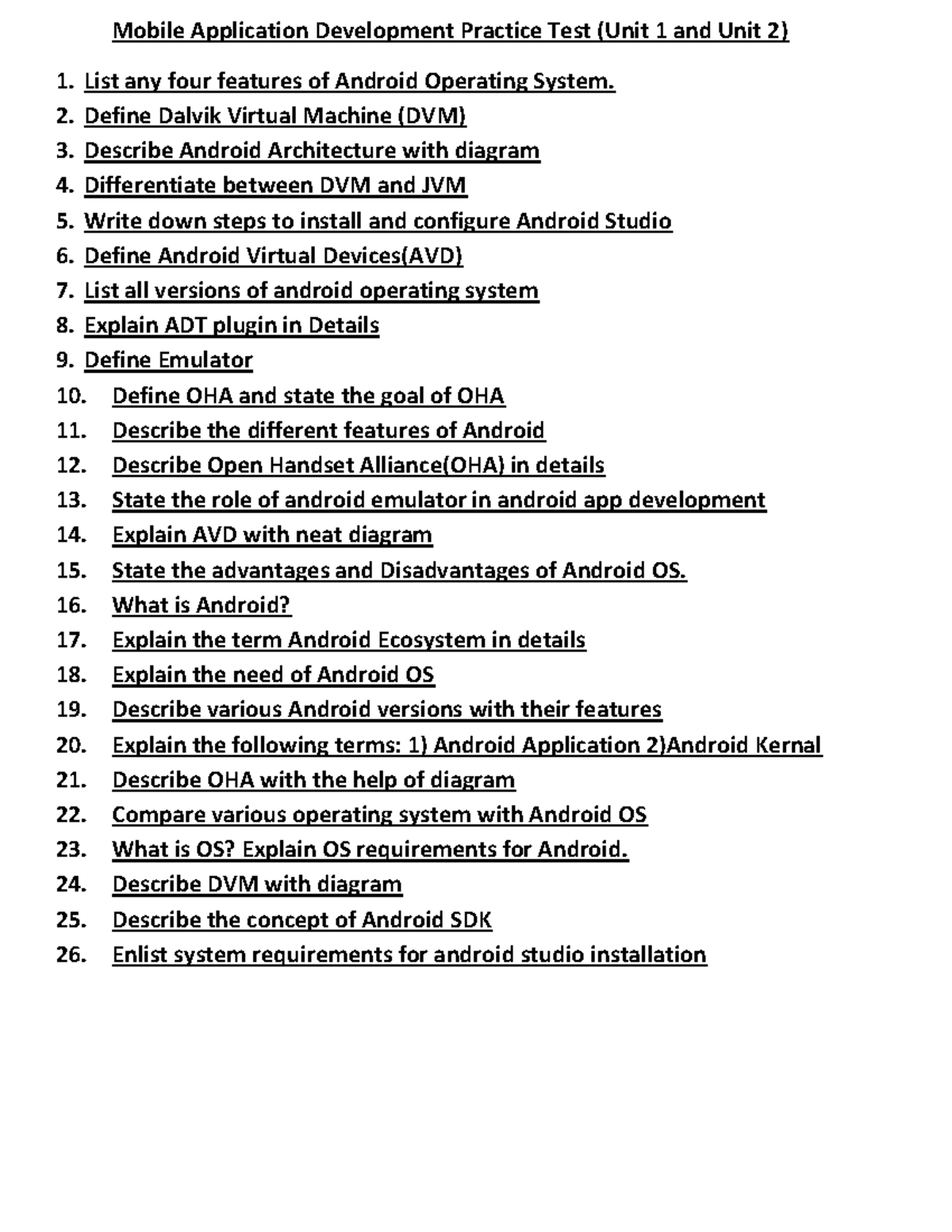 MAD Assignment Unit 1 and Unit2 - Mobile Application Development ...