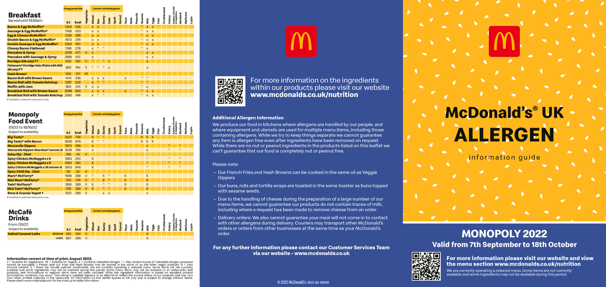 Allergen-booklet-070922 - © 2022 McDonald’s MO22 A5L 059049 Information ...