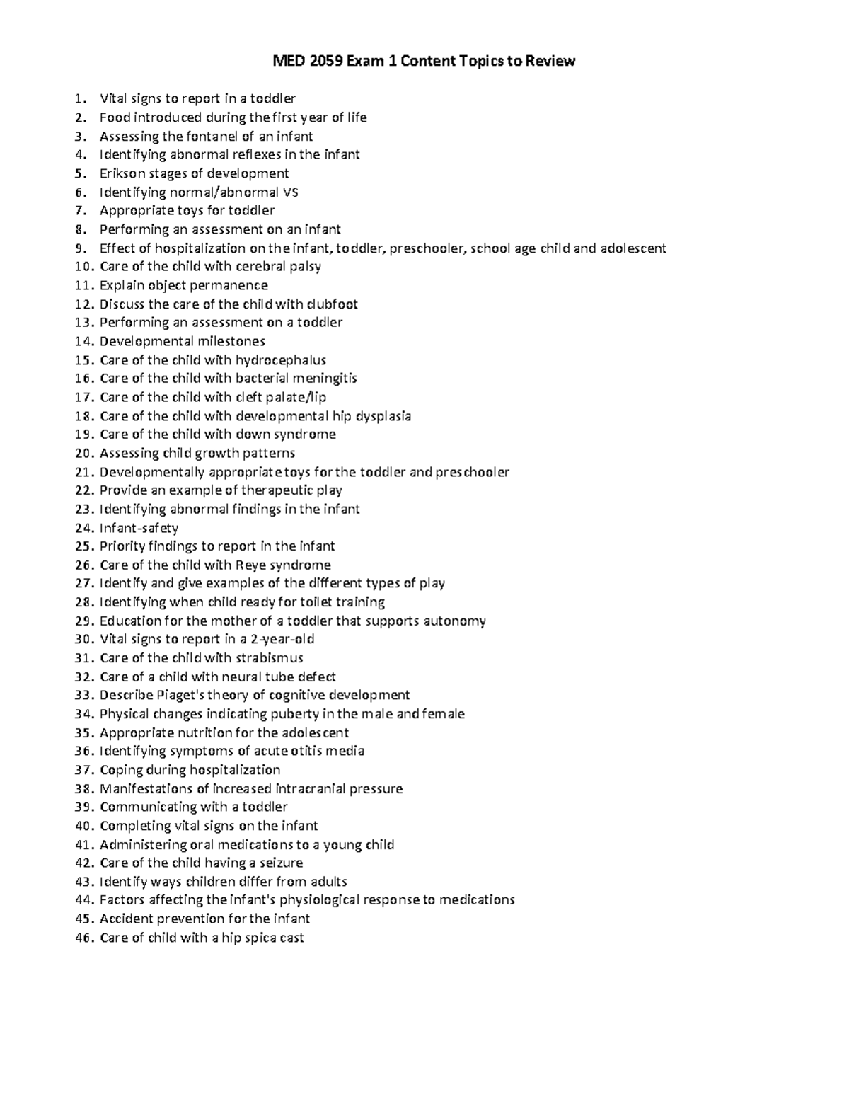 MED 2059 - Exam 1 Content Topics to Review - MED 2059 Exam 1 Content ...