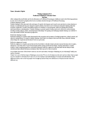 Psych assignment 5-1 - Name: Alexandra Triplett Writing Assignment #5 ...
