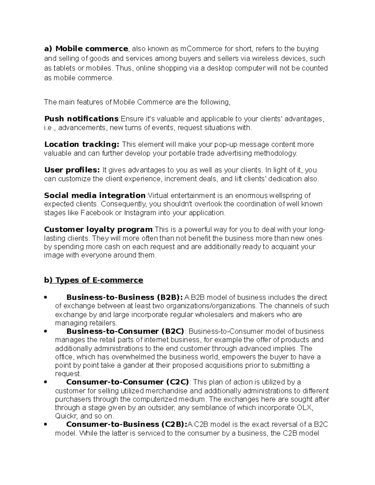 Mobile commerce - its a lecture notes - a) Mobile commerce, also known ...