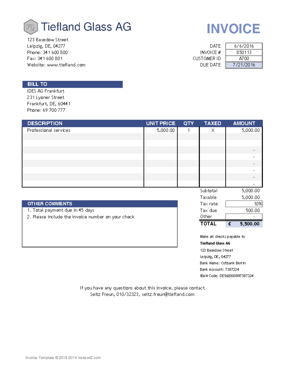 Perfect Match - INVOICE 123 Basedow Street Leipzig, DE, 04277 DATE 6/6 ...