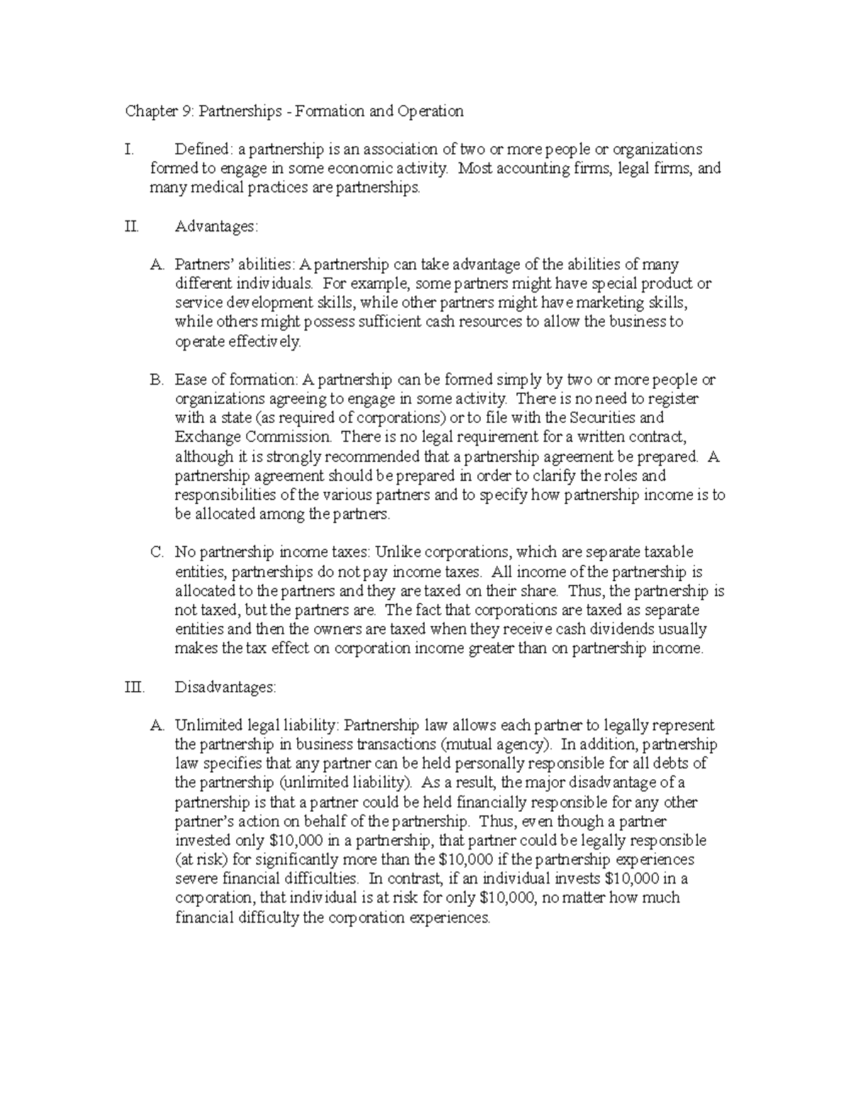 Partnership Formation and Operations - Chapter 9: Partnerships ...