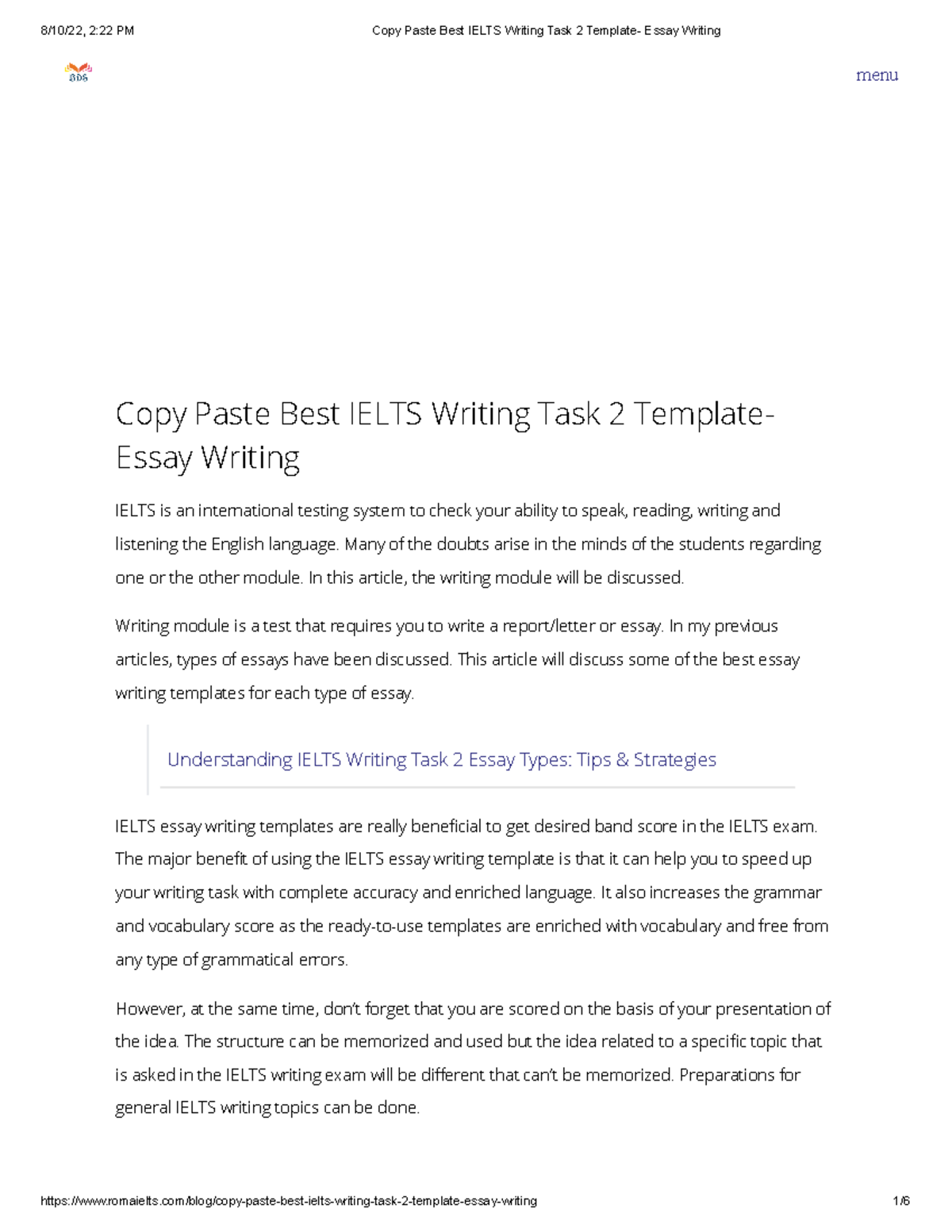 Copy Paste Best Ielts Writing Task 2 Template Essay Writing Menu
