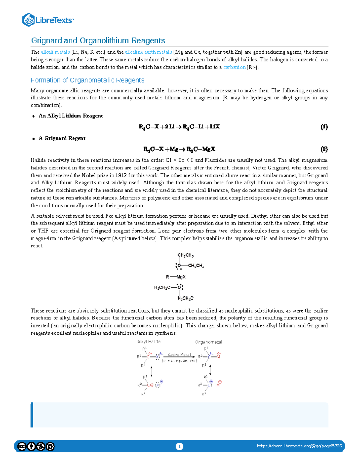Grignard and Organolithium Reagents - ) and the alkaline earth metals (Mg and Ca, together with ...