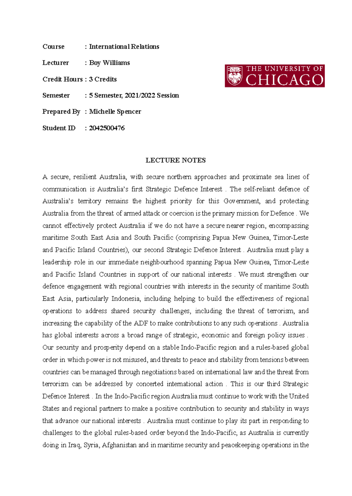 Maritime Security - notes - Course : International Relations Lecturer ...