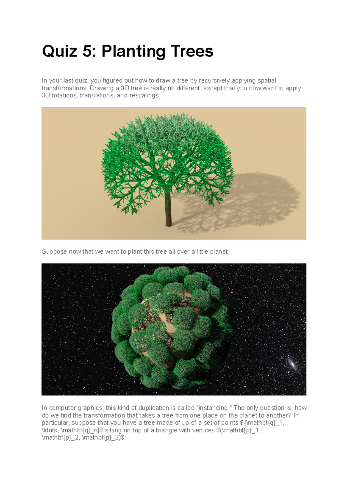 Quiz 5 - Planting Trees - Fall 2016. Questions. - Quiz 5: Planting ...