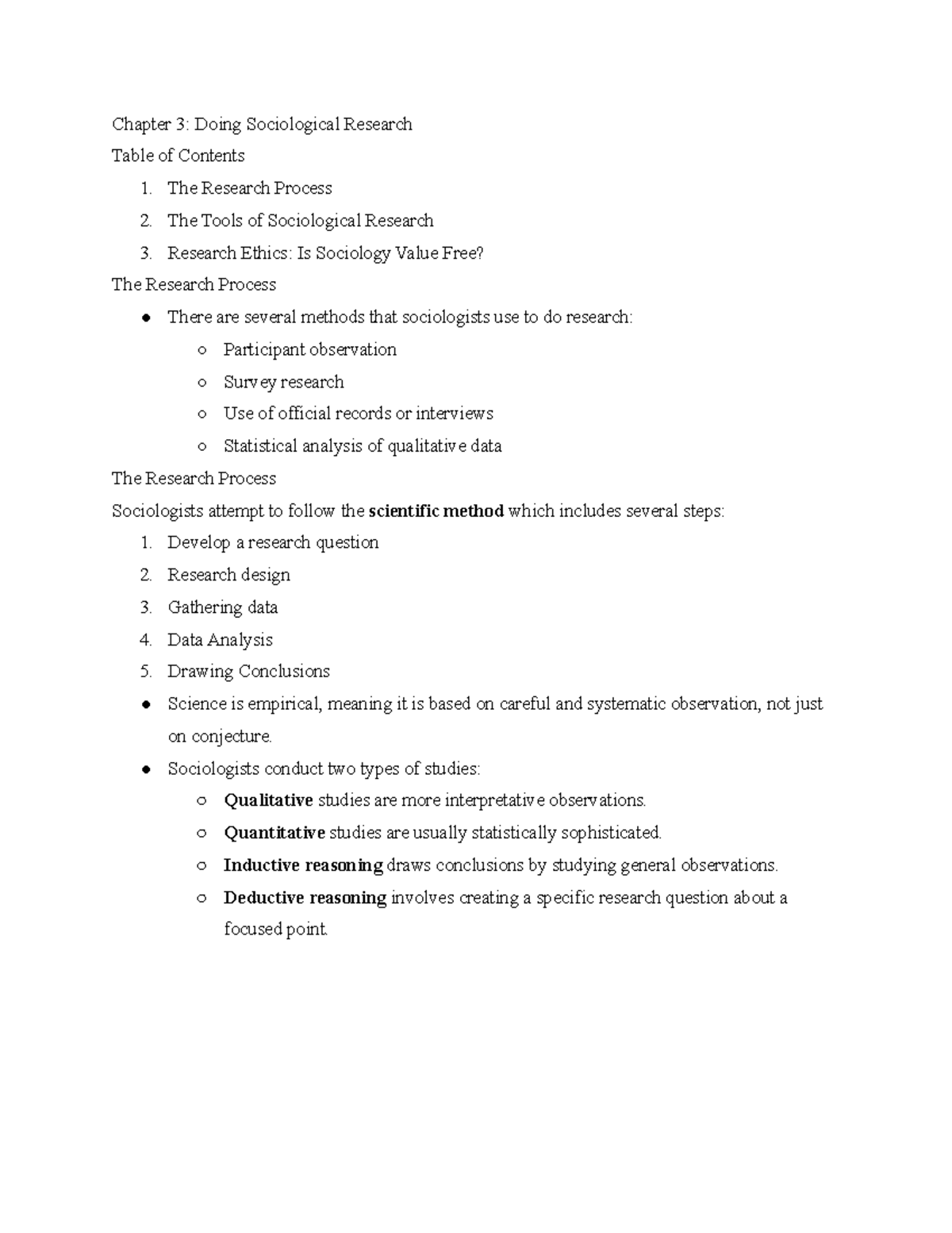 Power Point 3 - Chapter 3: Doing Sociological Research Table of ...