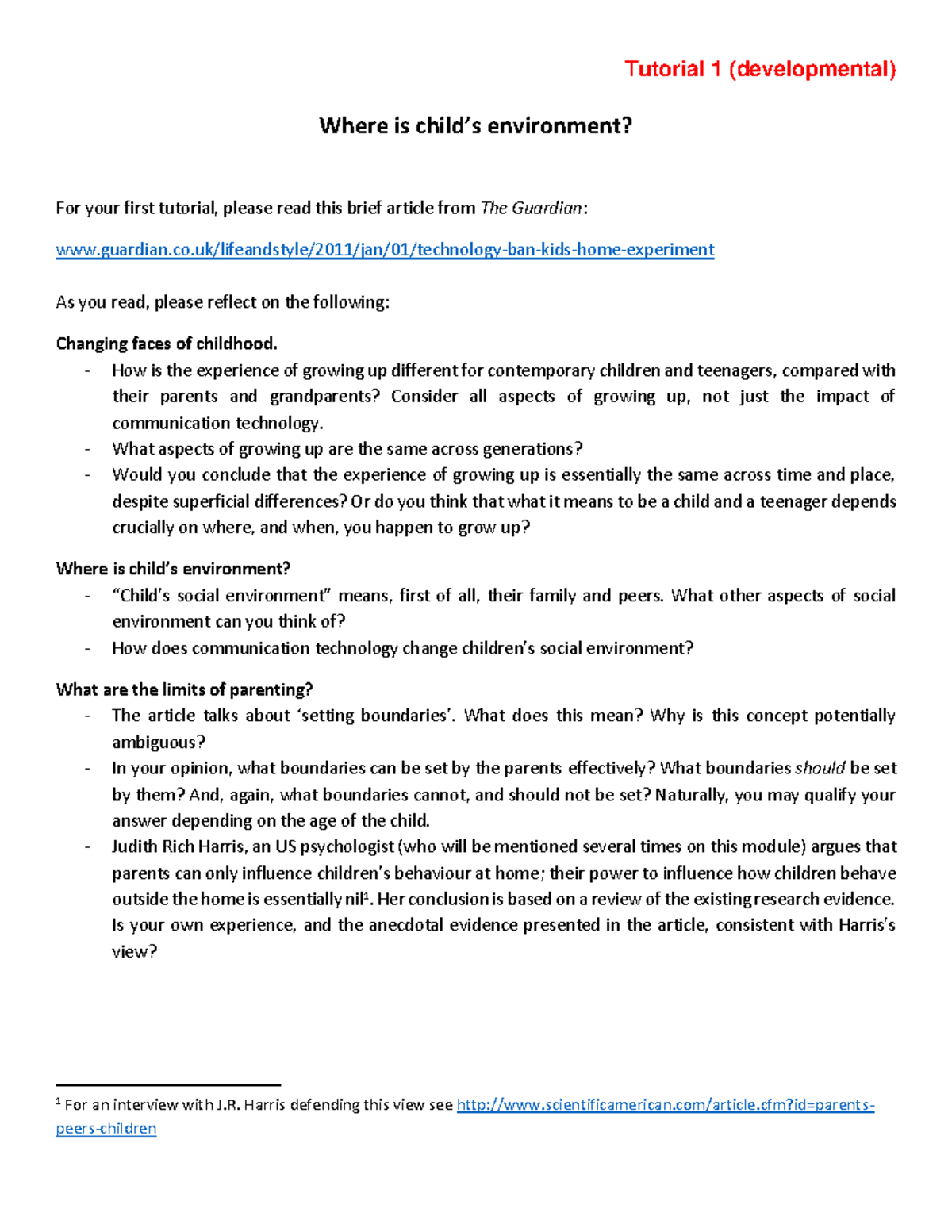 Tutorial 1 (Where is child's environment) - Warning: TT: undefined function: 32 Warning: TT ...