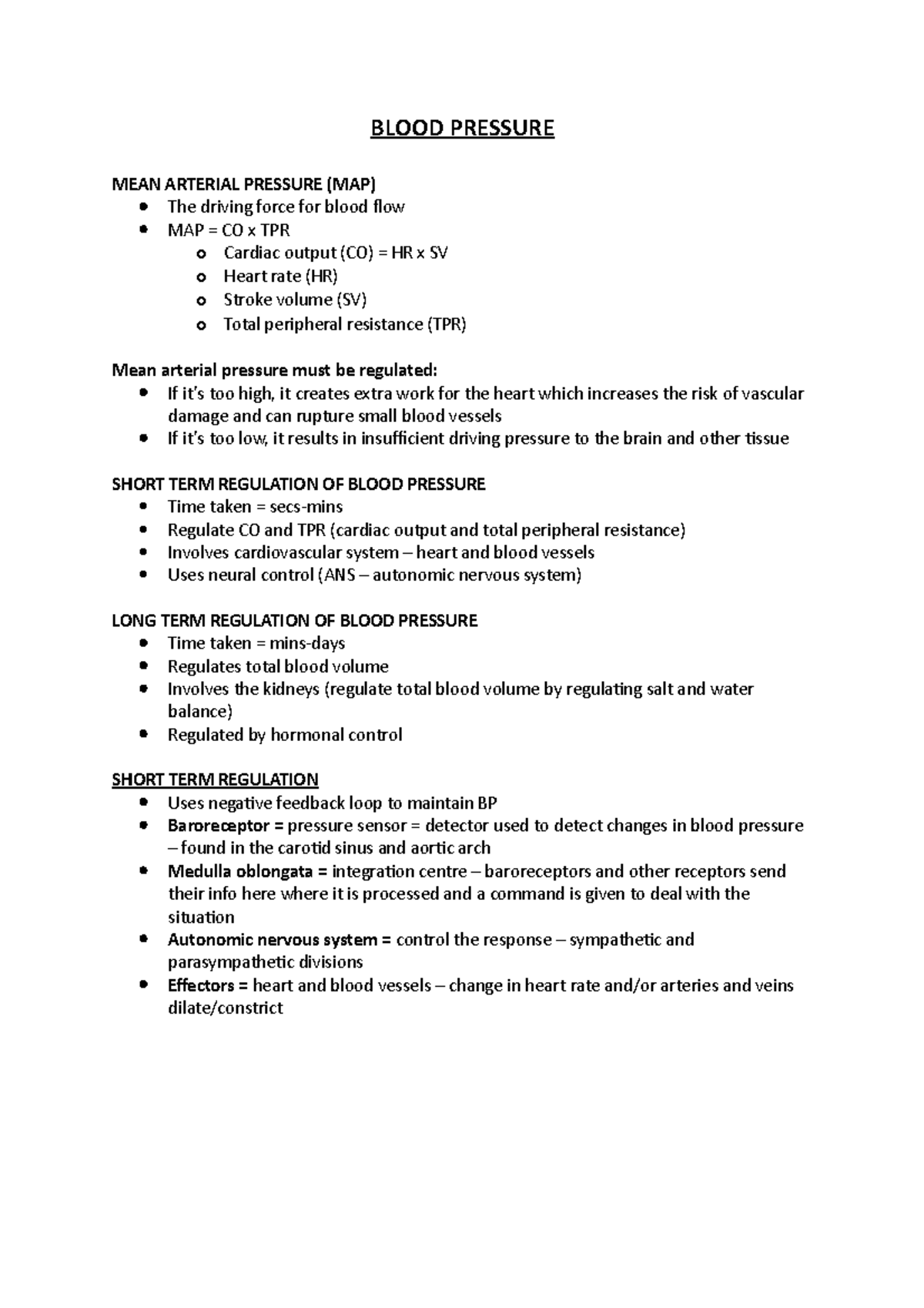 Blood Pressure - Lt 7 - Lecture notes 7 - BLOOD PRESSURE MEAN ARTERIAL ...