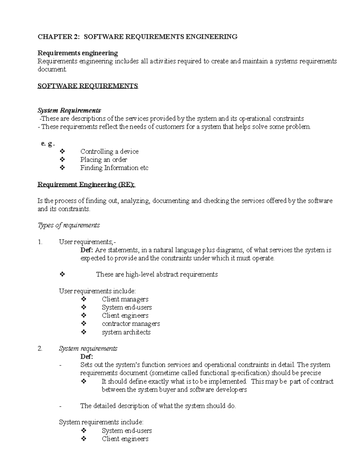 Chapter 2 Software Requirements Engineering - Computing and engineering ...