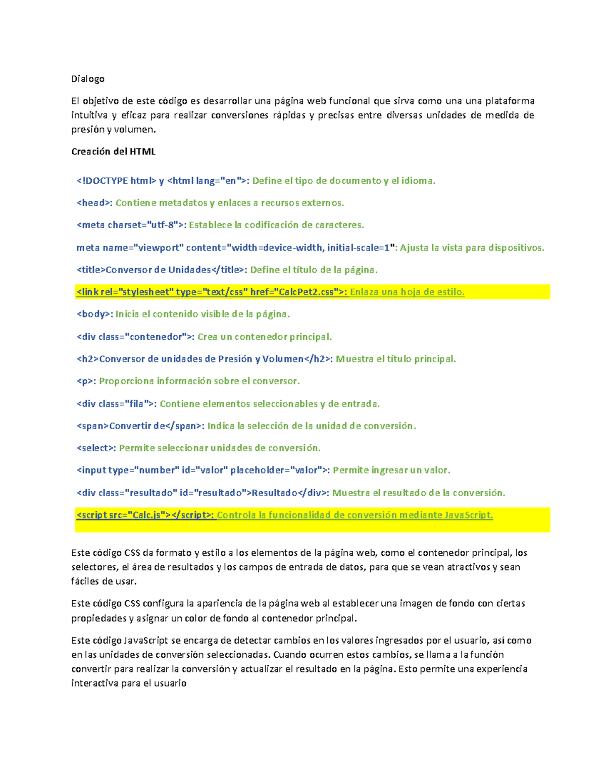 Dialogo - Dialogo El objetivo de este código es desarrollar una página ...