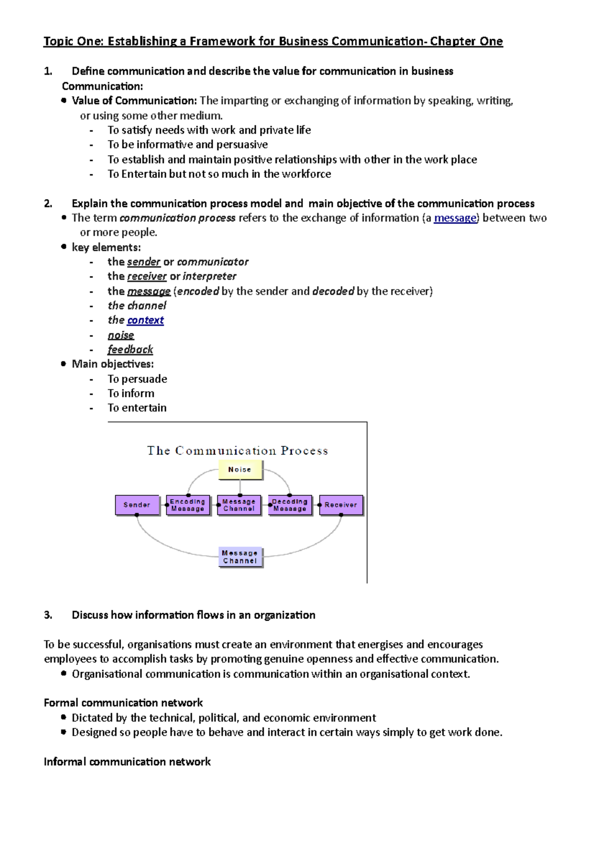 ITC- notes - Topic One: Establishing a Framework for Business Commun ...