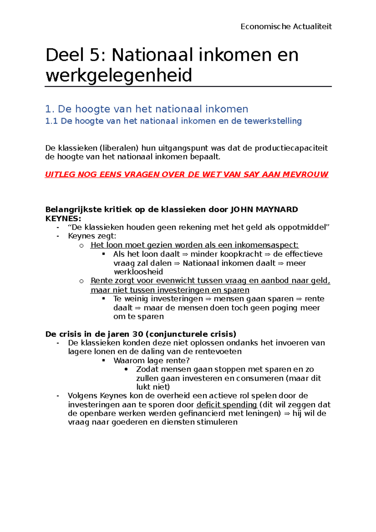 Deel 5 Economische Actualiteit - Deel 5: Nationaal inkomen en ...