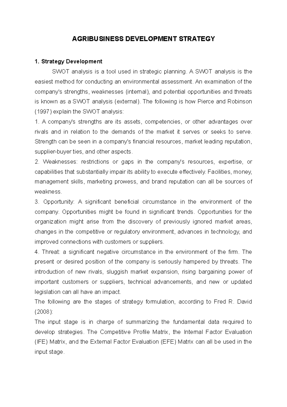 Lecture Notes Agribusiness Development Strategy - AGRIBUSINESS ...